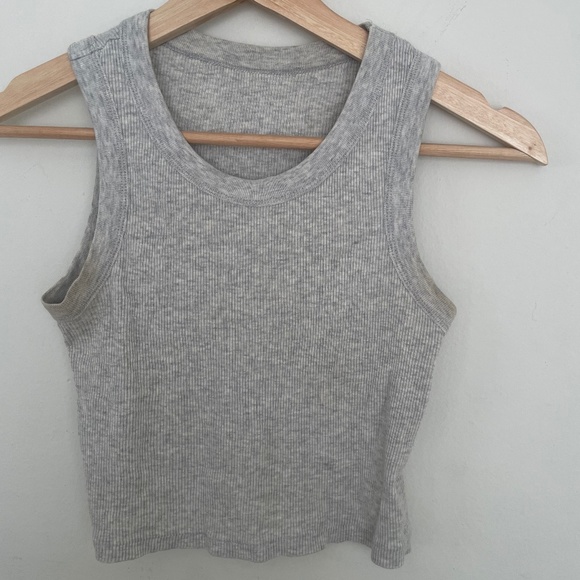 Tops | Grey Ribbed Cotton Tank | Poshmark